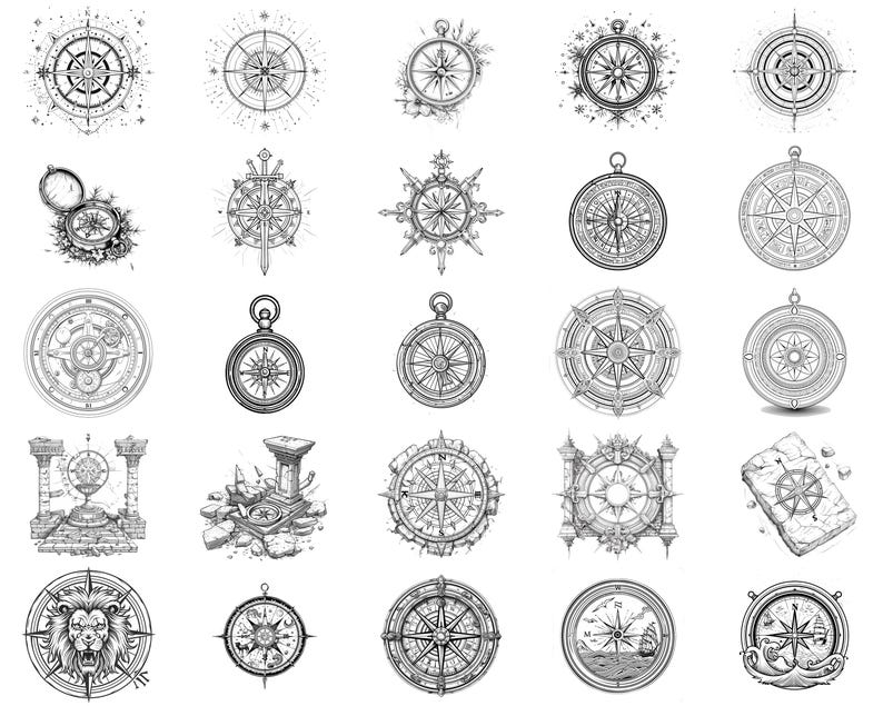 100+ Ancient Compass Procreate Stamps | Procreate Brushes | Instant ...