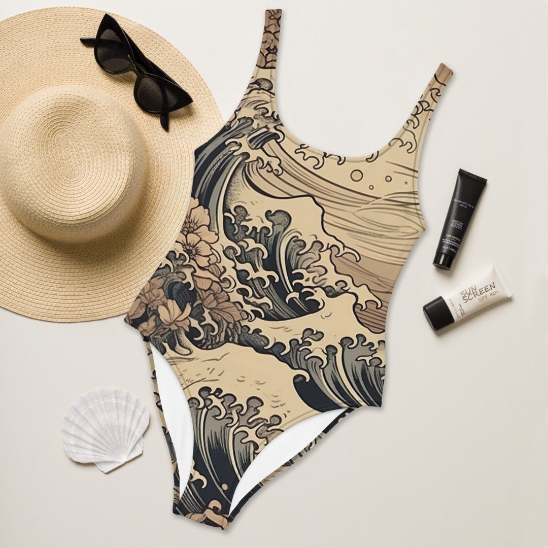 Japanese Traditional Wave Swimsuit - Etsy