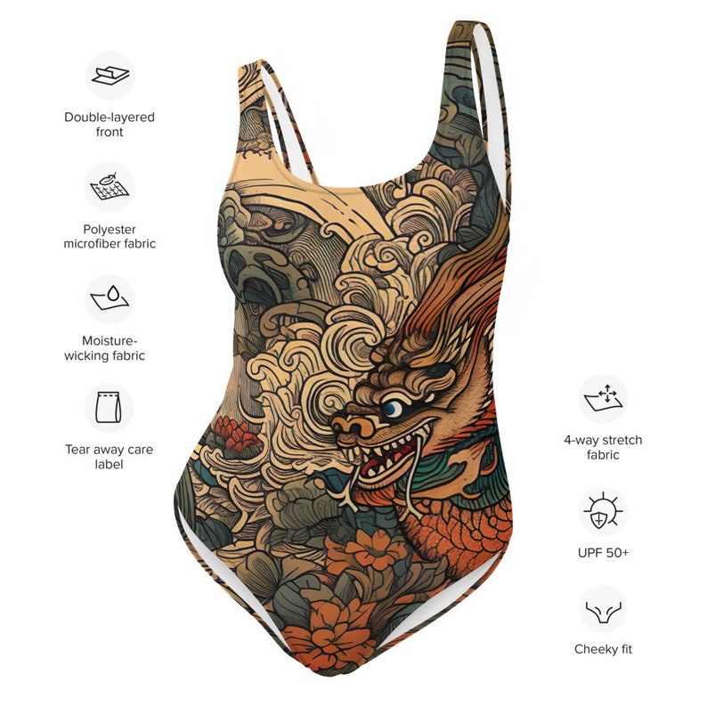 Traditional Japanese Tattoo Style Dragon Swimsuit - Etsy