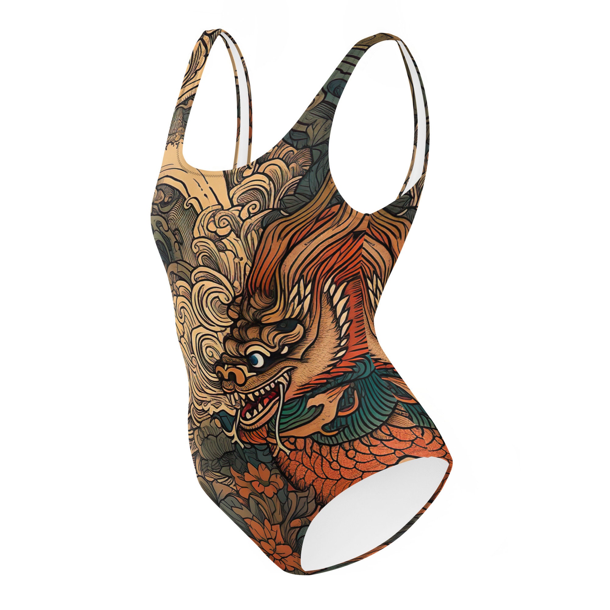 Traditional Japanese Tattoo Style Dragon Swimsuit - Etsy