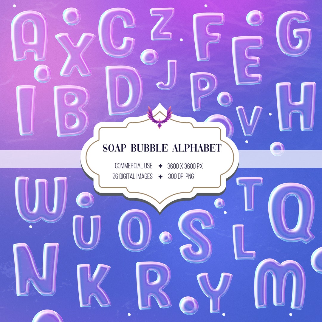 Soap Bubble Alphabet Clipart PNG Alphabet Soap Bubbles - Etsy