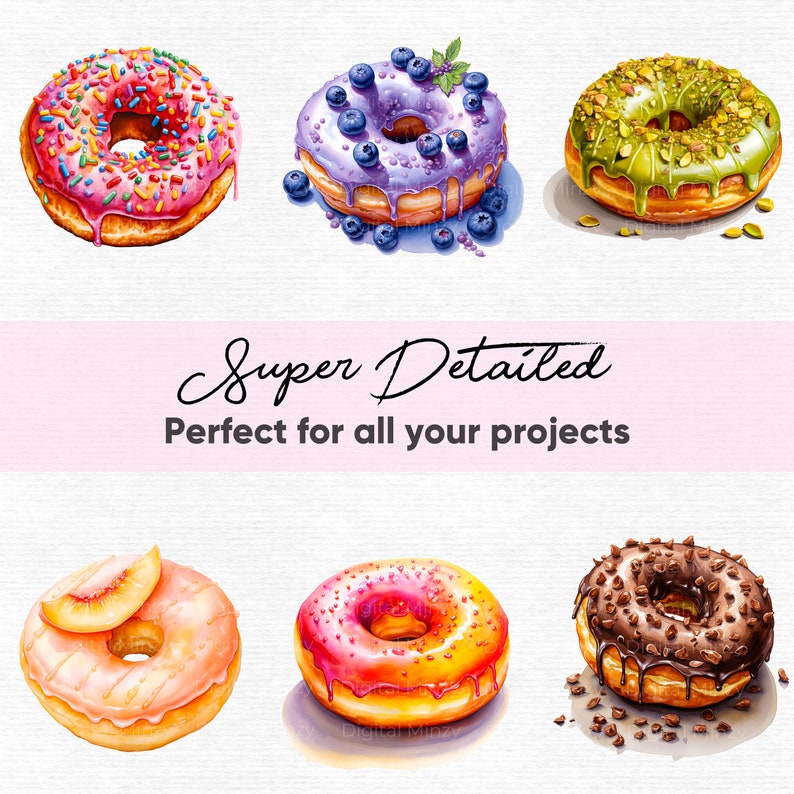 25 Watercolor Donuts Clipart, Donut PNG, Baking Clipart, Dessert ...