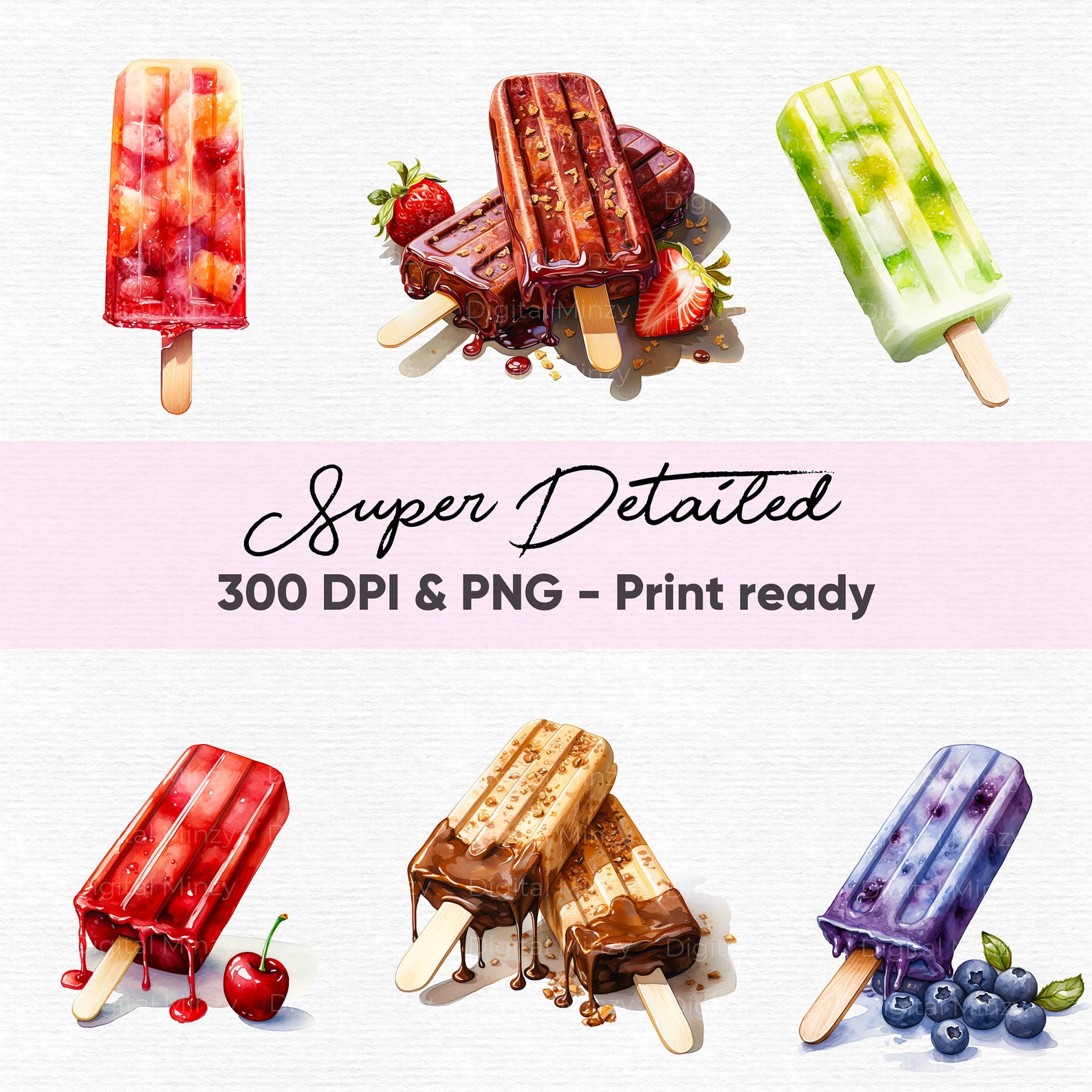 25 Watercolor Popsicles Clipart, Dessert Download, Instant Download ...