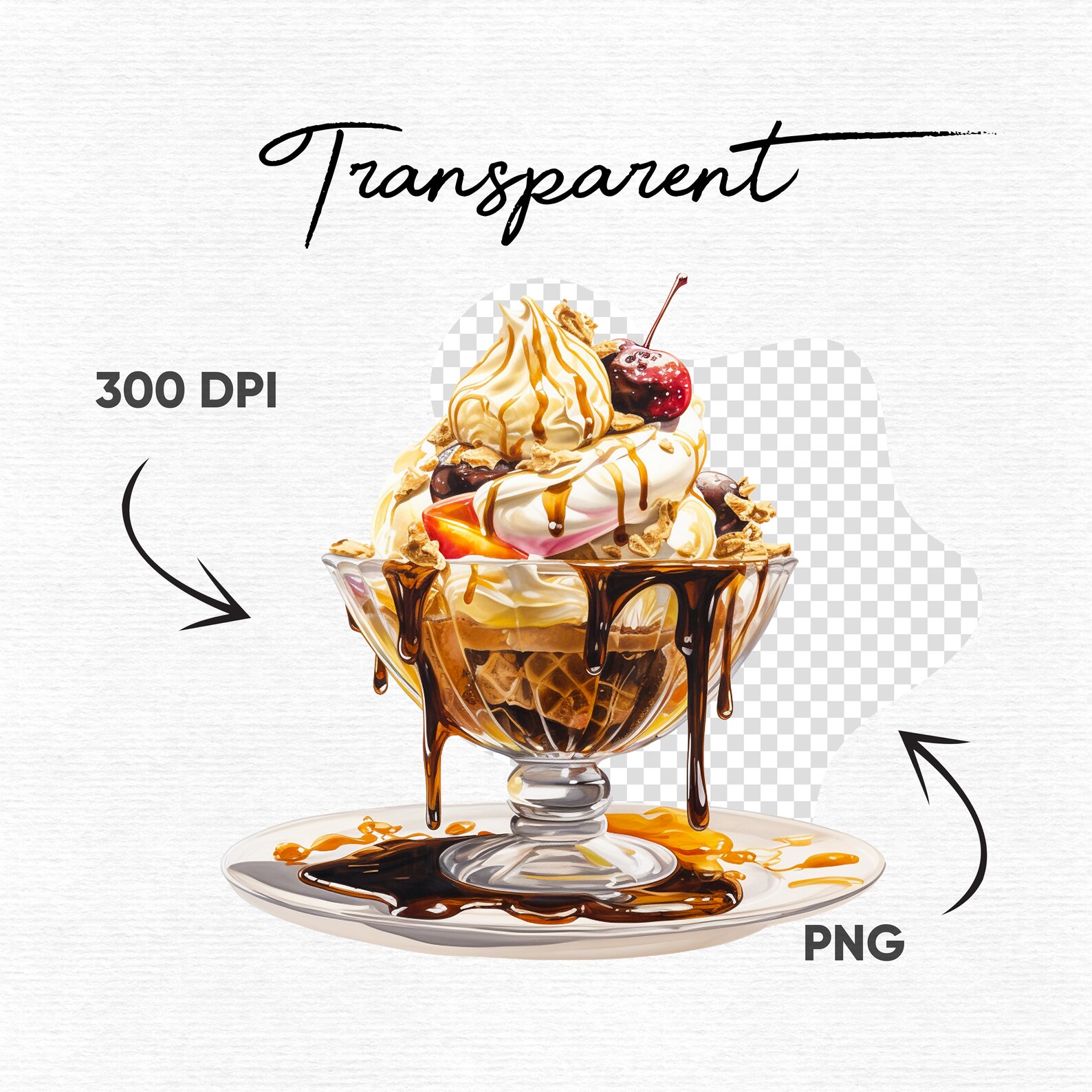 25 Ice Cream Watercolor Clipart PNG Images of Flavored Tasty Desserts ...