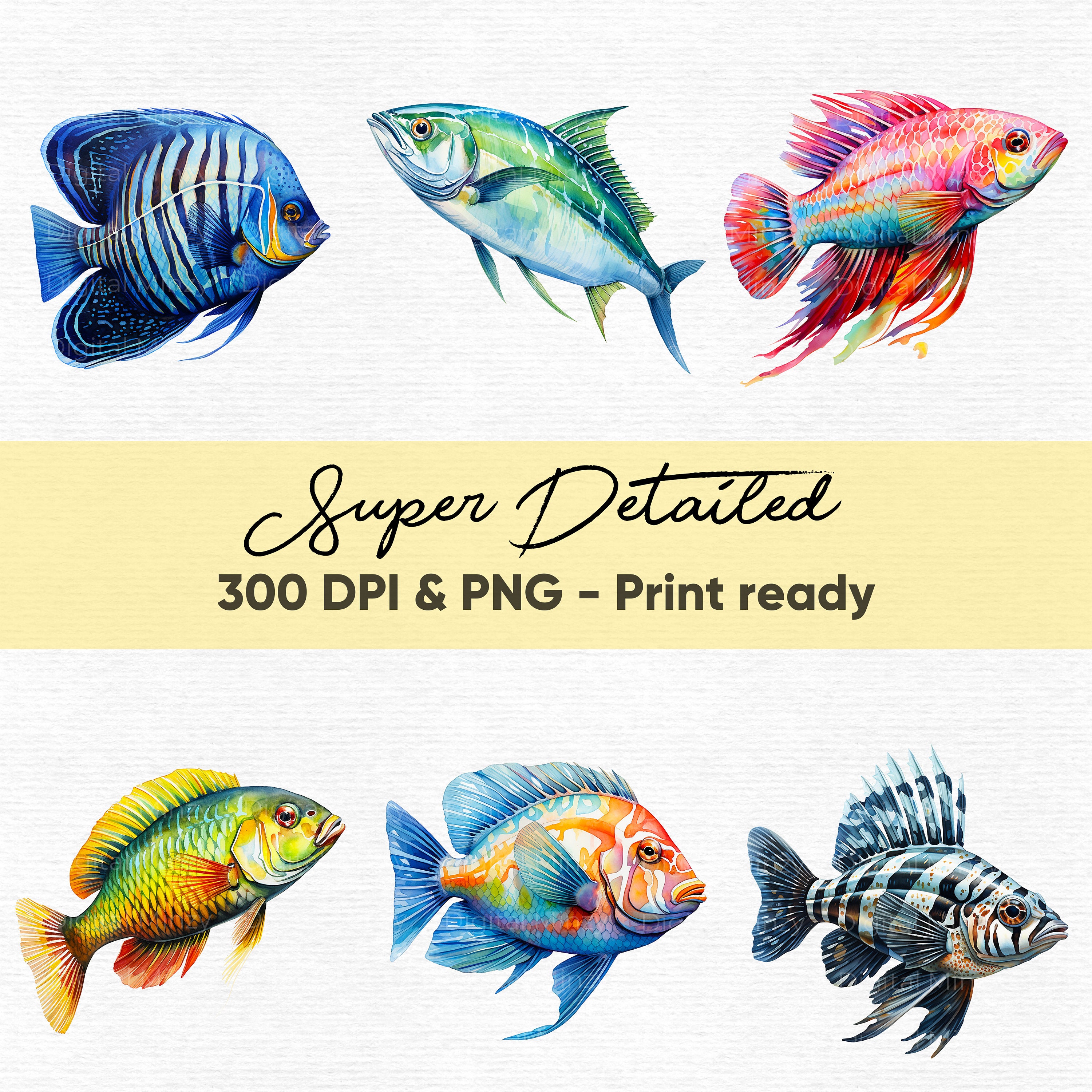 25 Watercolor Tropical Fish Clipart, Watercolor Fish Under the Sea Clip ...