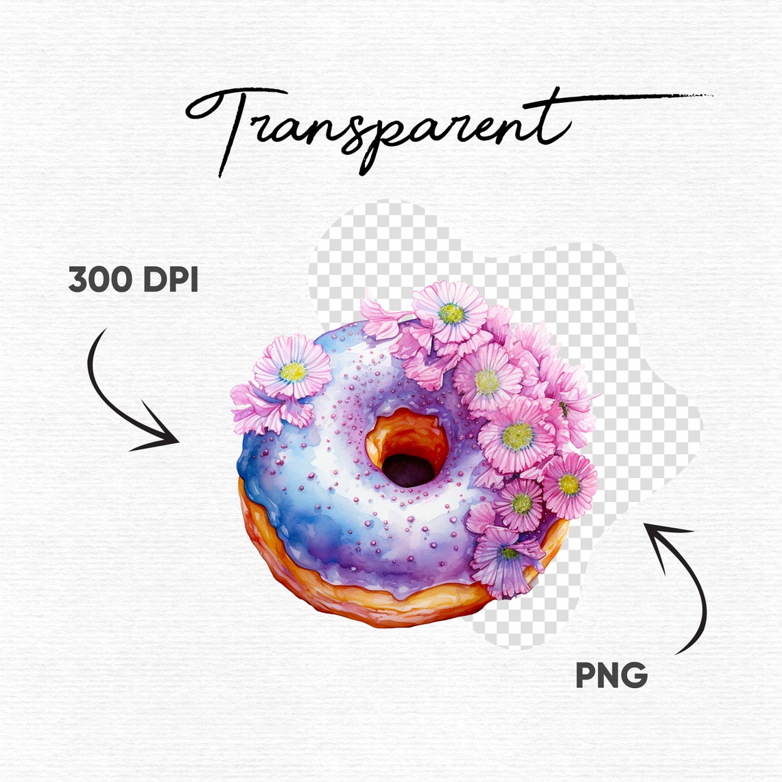 25 Watercolor Donuts Clipart, Donut PNG, Baking Clipart, Dessert ...