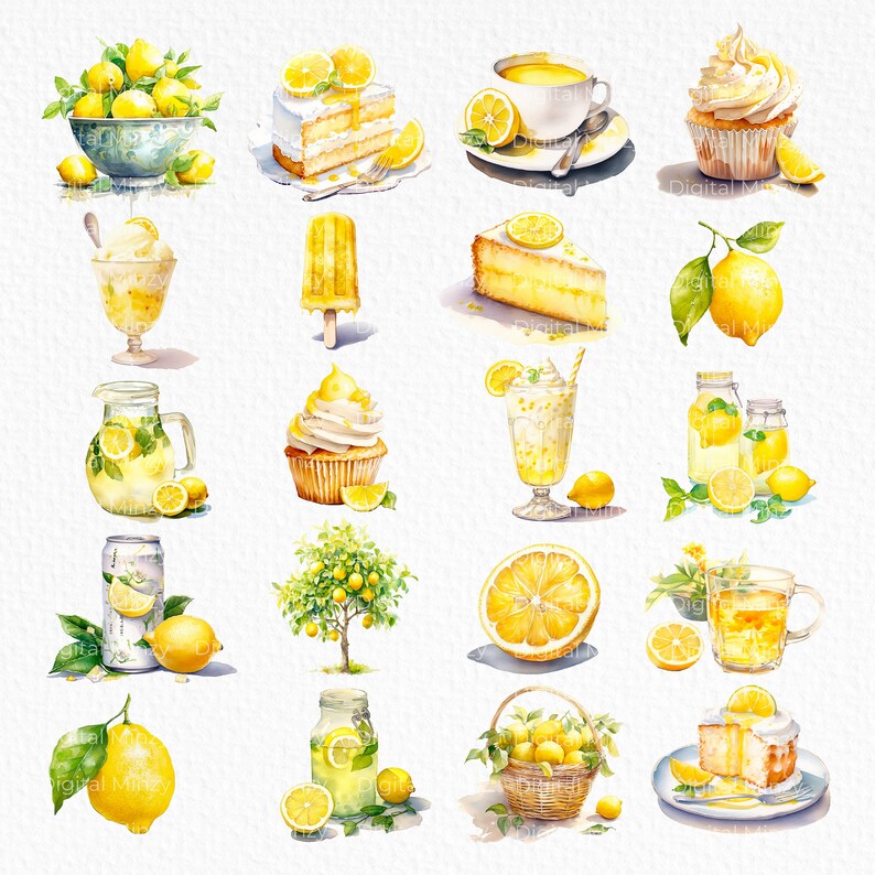 35 Watercolor Sweet Lemon Clipart, Lemon Fruit PNG, Lemon Cake ...