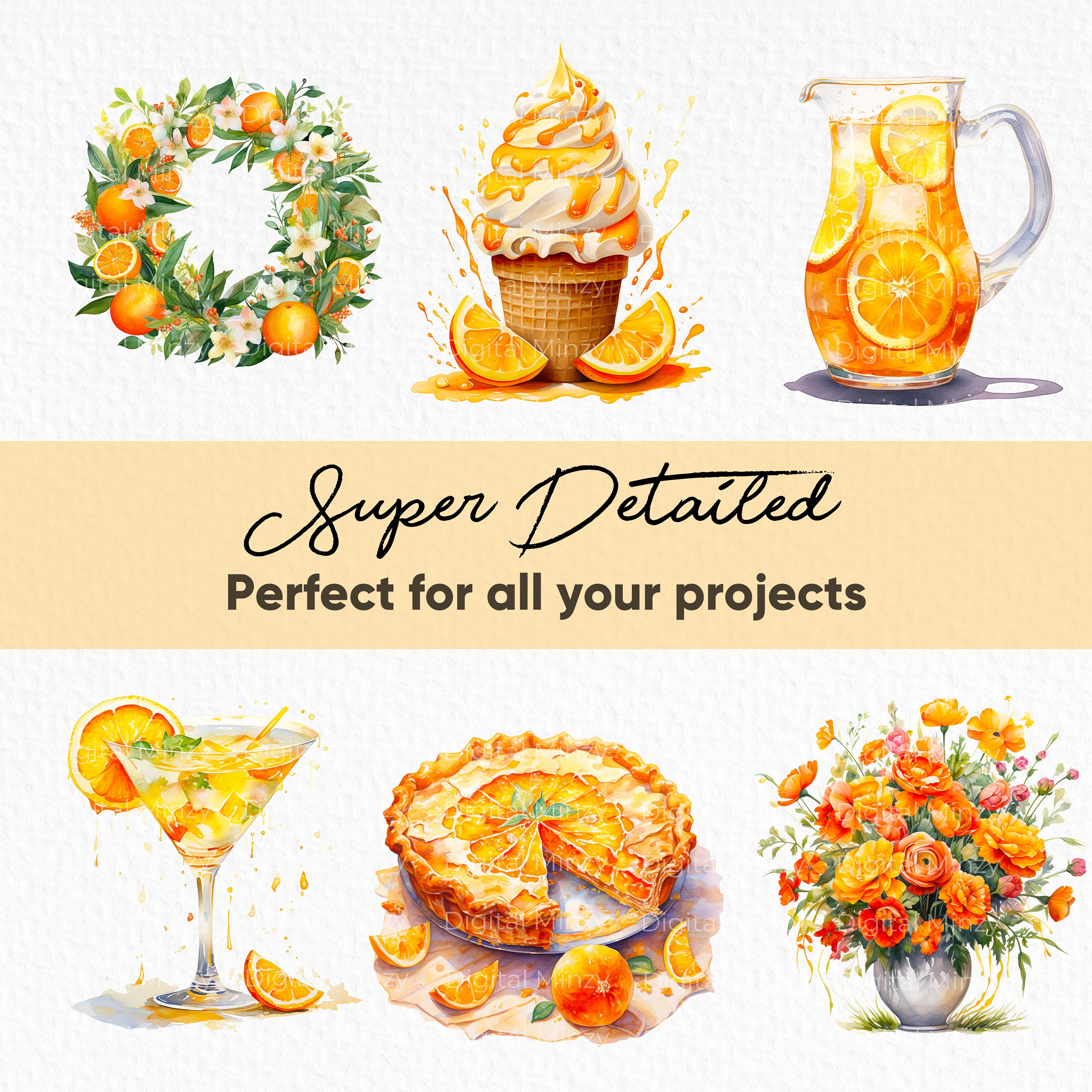 Watercolor Oranges Clipart Digital Png Citrus Graphics for - Etsy