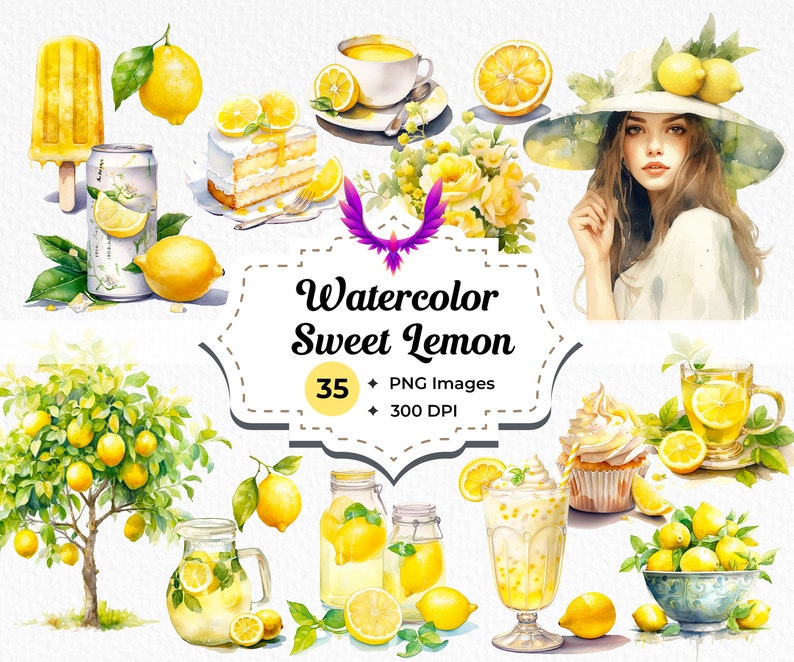 35 Watercolor Sweet Lemon Clipart, Lemon Fruit PNG, Lemon Cake ...
