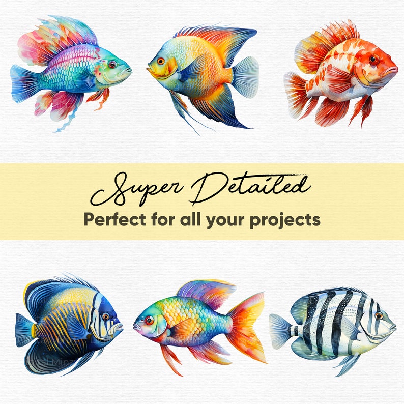 25 Watercolor Tropical Fish Clipart, Watercolor Fish Under the Sea Clip ...