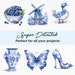 35 Delft Blue Cottage Clipart, Watercolor Farmhouse Clip Art Bundle ...