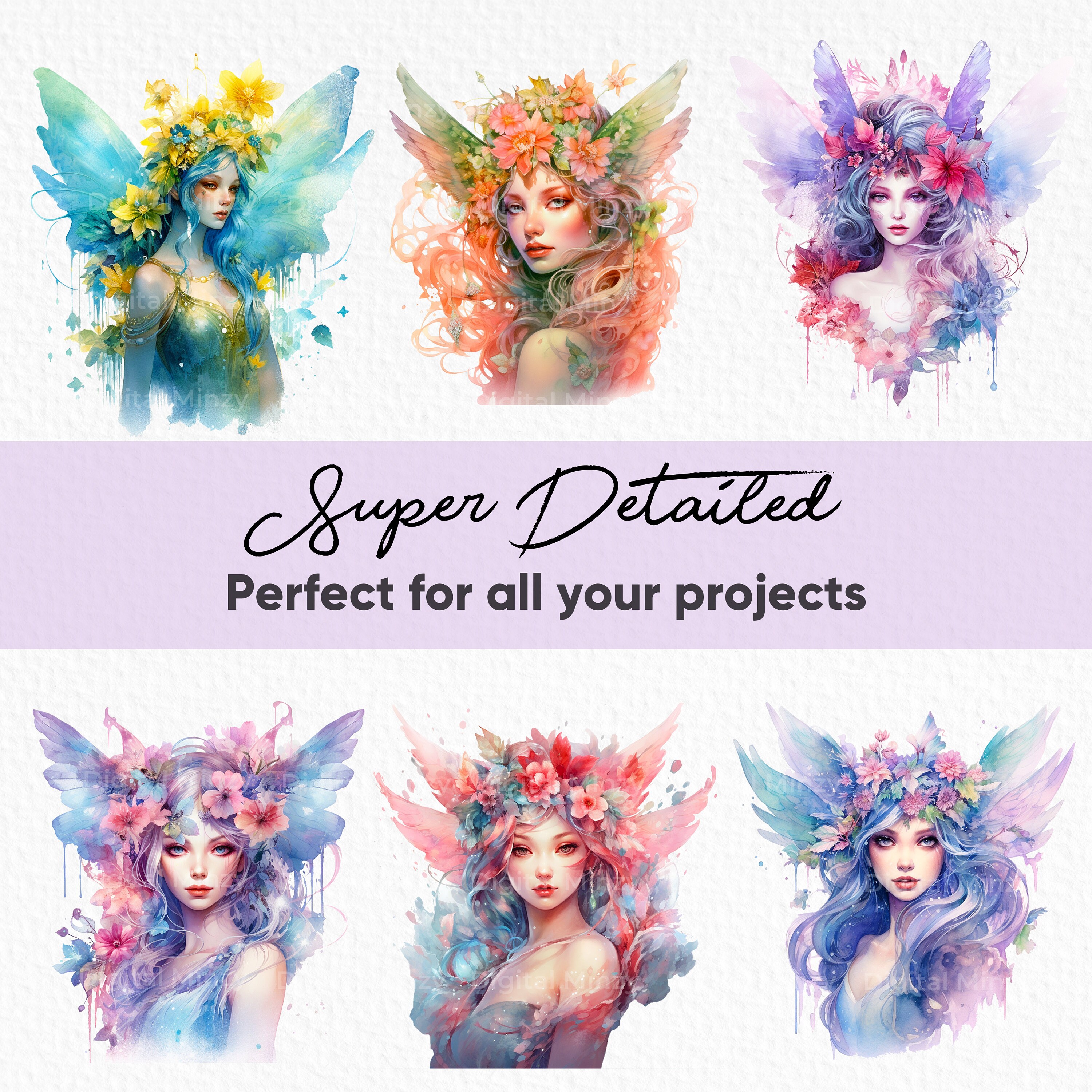 15 Watercolor Fairies Clipart, Fairytale Bundle PNG, Book Art, Magical ...
