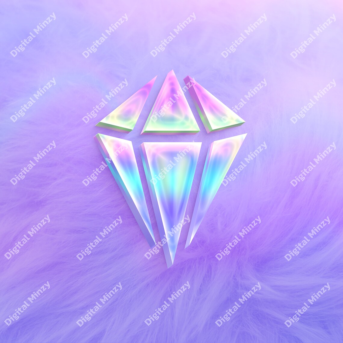 20 Holographic 3D Diamonds, High Quality Diamond Clipart Set, Cute ...