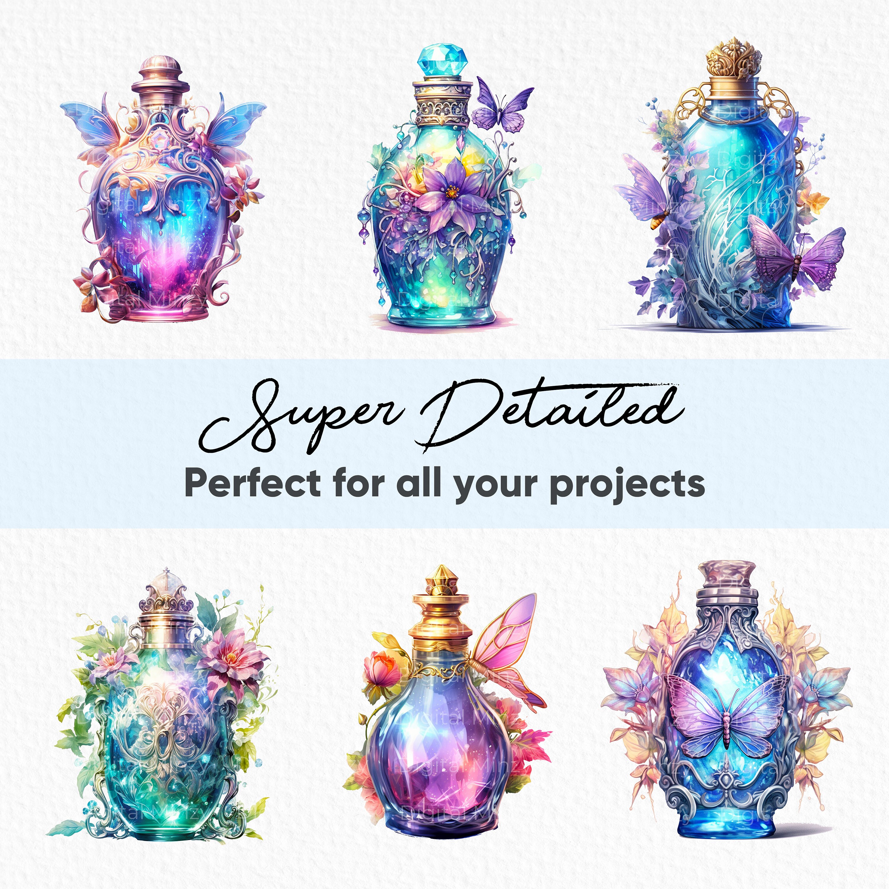 25 Luxury Fairy Potions Clipart, Watercolor Potions, Fantasy Magic ...