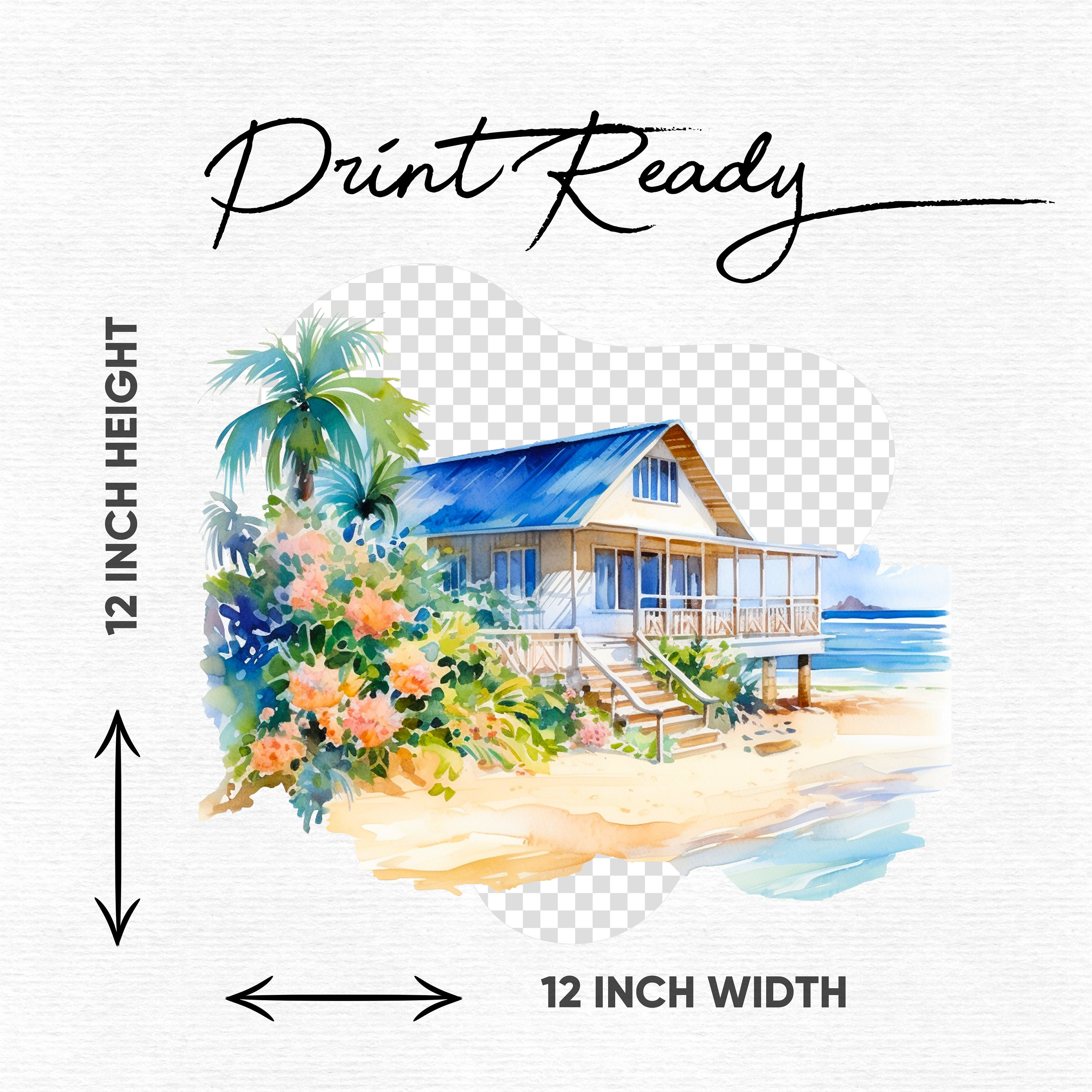 25 Watercolor Beach House Clipart Ocean Seascape Cottage - Etsy
