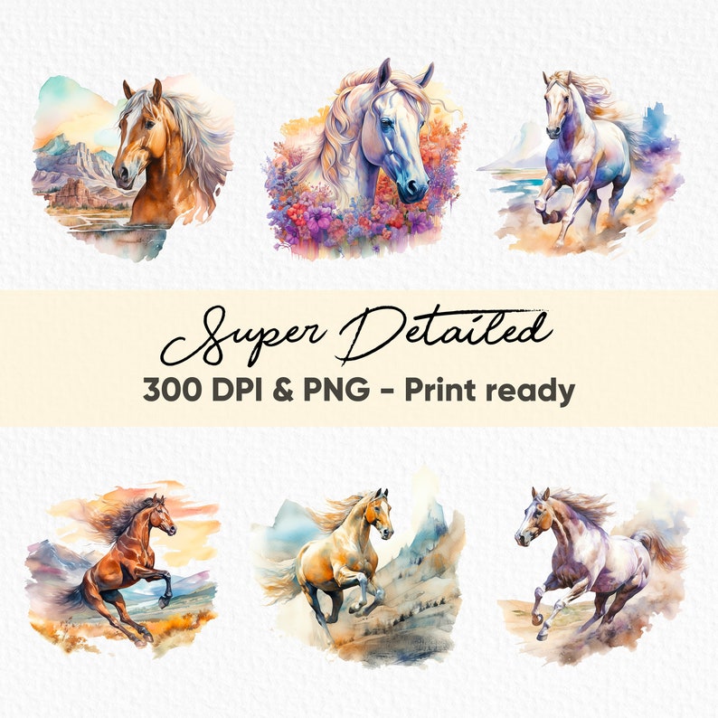20 Watercolor Horses Clipart Horse PNG Horse Wall Art Horse - Etsy