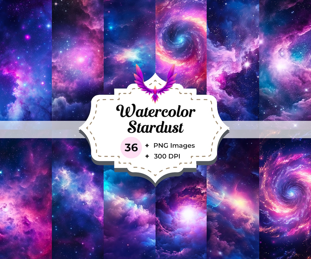 12 Watercolor Stardust Digital Paper, Starfield Galaxy Night Sky Cosmic ...
