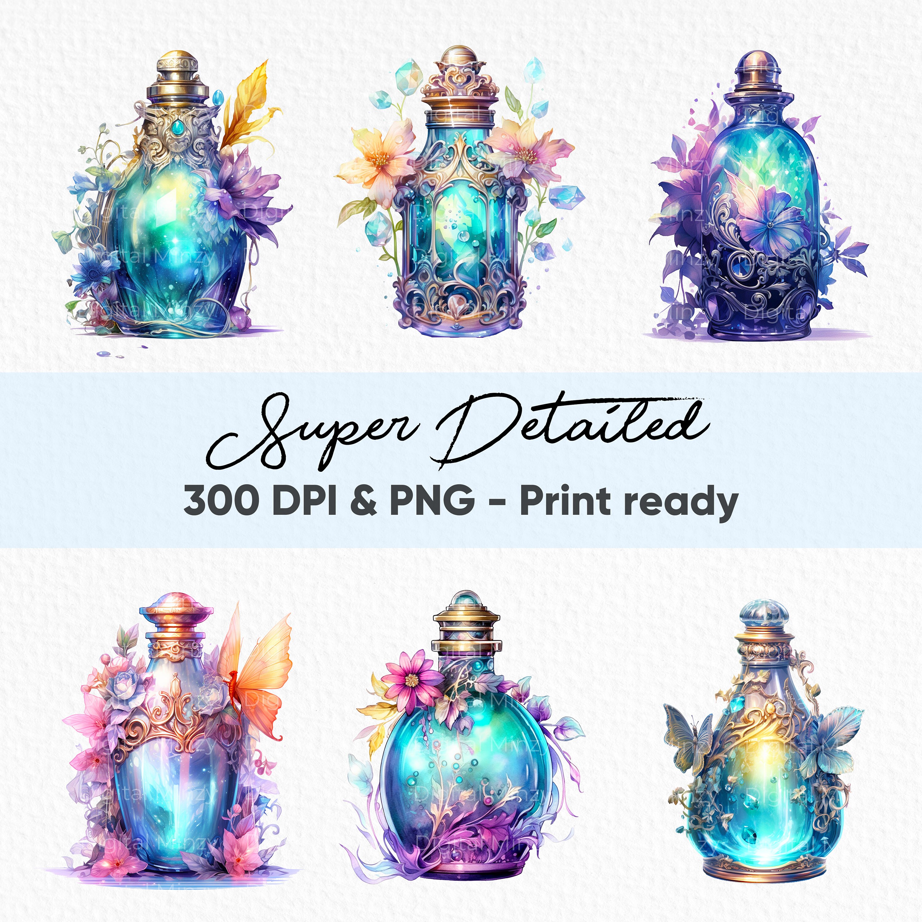 25 Luxury Fairy Potions Clipart, Watercolor Potions, Fantasy Magic ...