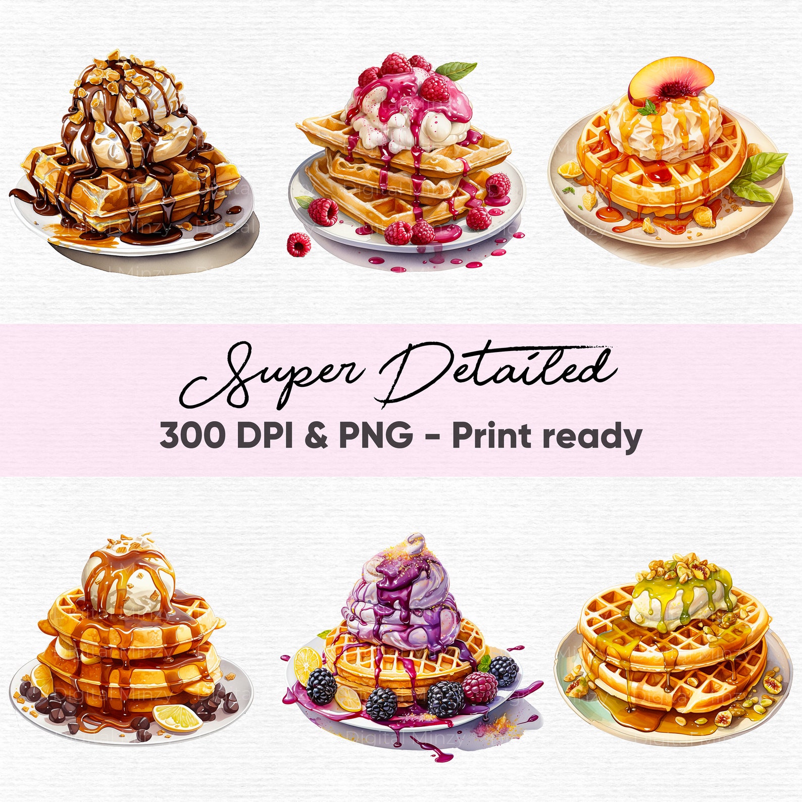 25 Watercolor Waffles Clipart, Dessert Png, Food Clipart, Waffles ...