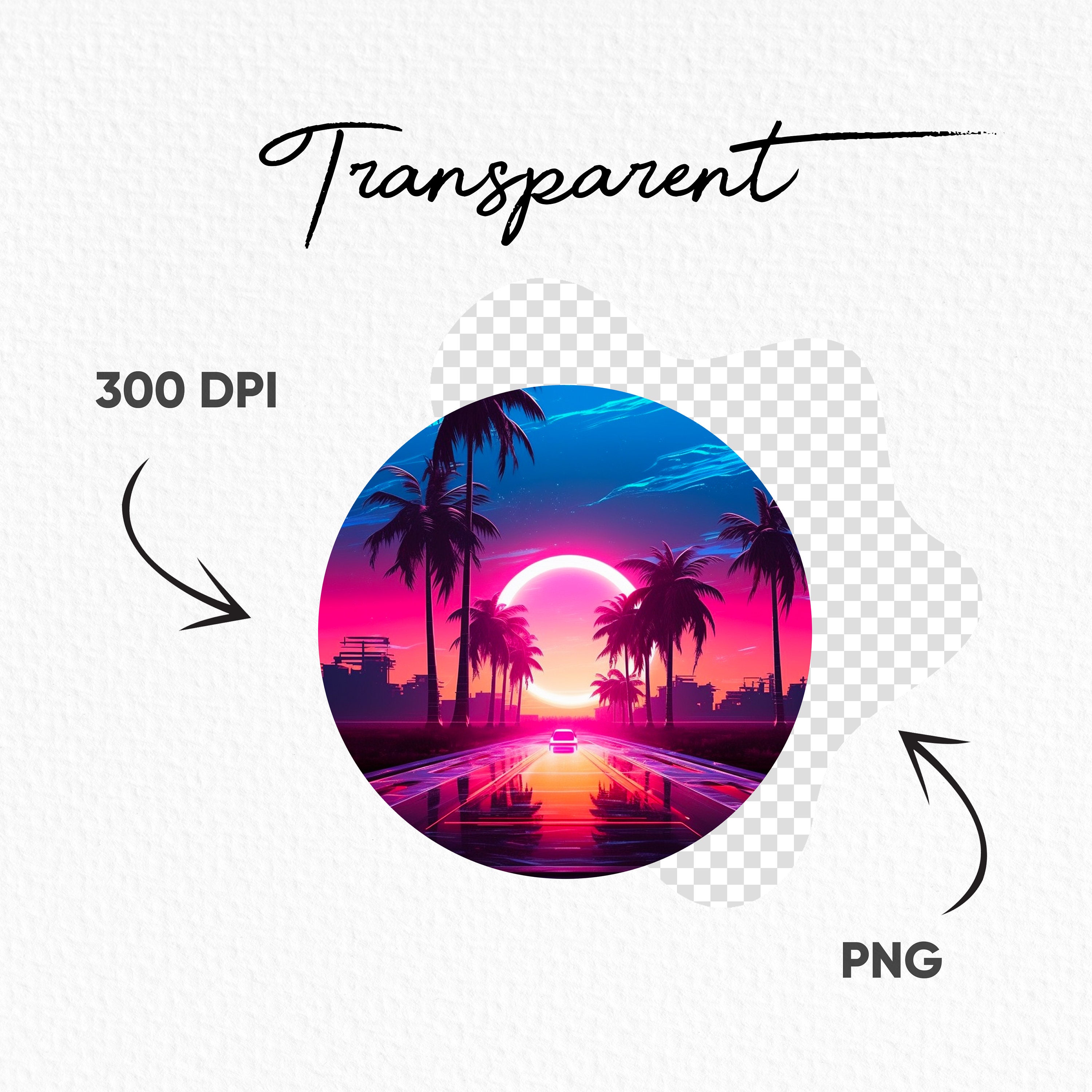 30 Retro Synthwave Sunset Clipart Watercolor Tropical Sunsets - Etsy