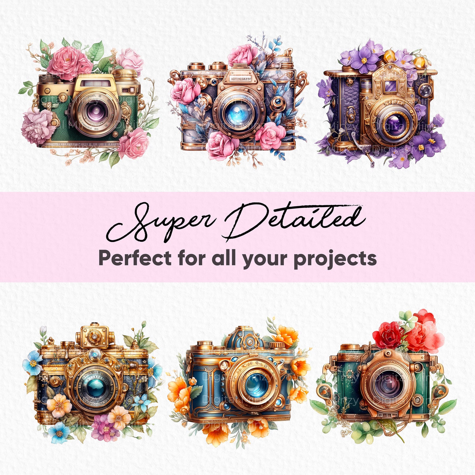 25 Watercolor Vintage Cameras, Watercolor Camera PNG, Vintage Camera ...