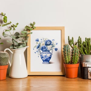 35 Delft Blue Cottage Clipart, Watercolor Farmhouse Clip Art Bundle ...