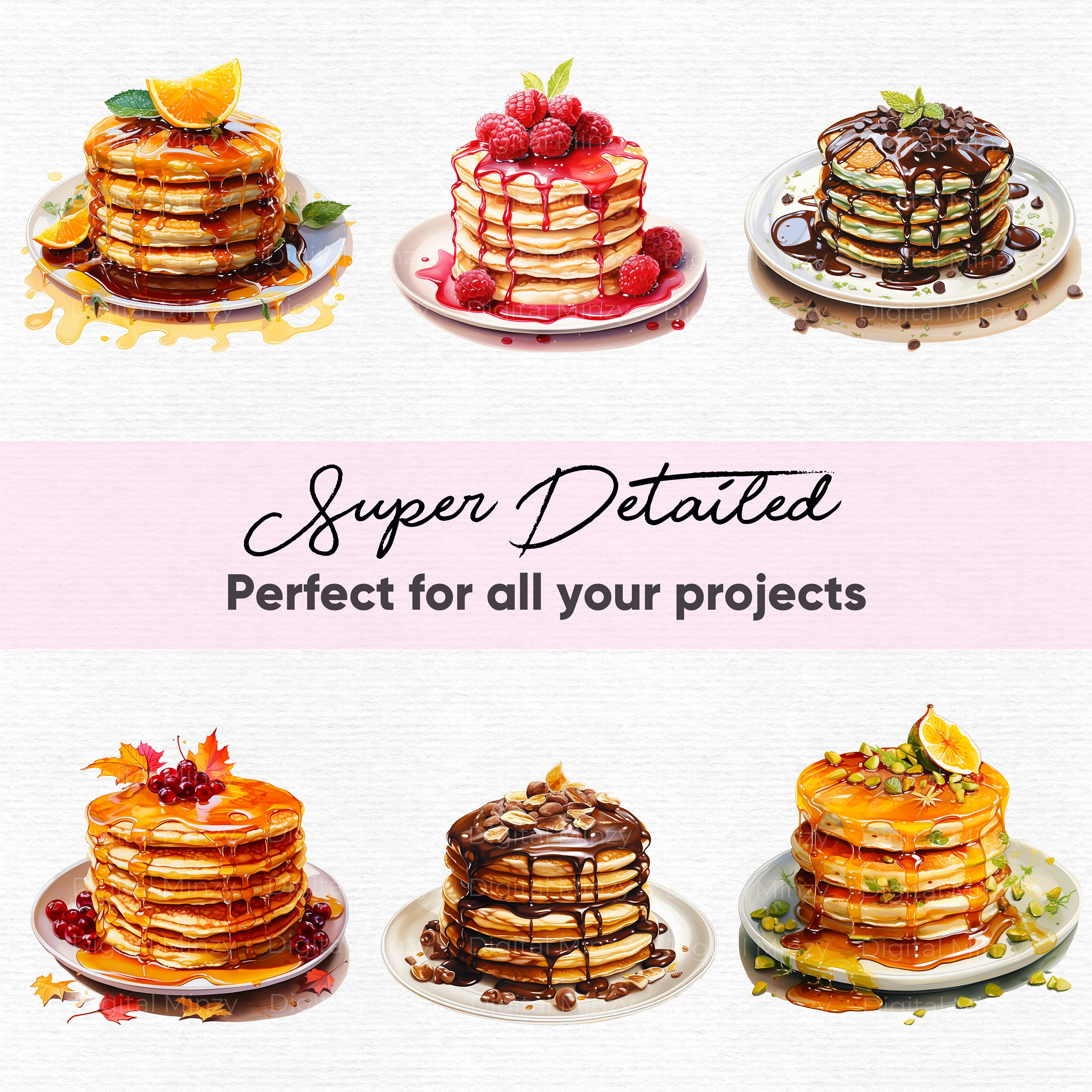 25 Watercolor Pancakes Clipart, Sweet Breakfast Clipart Bundle ...