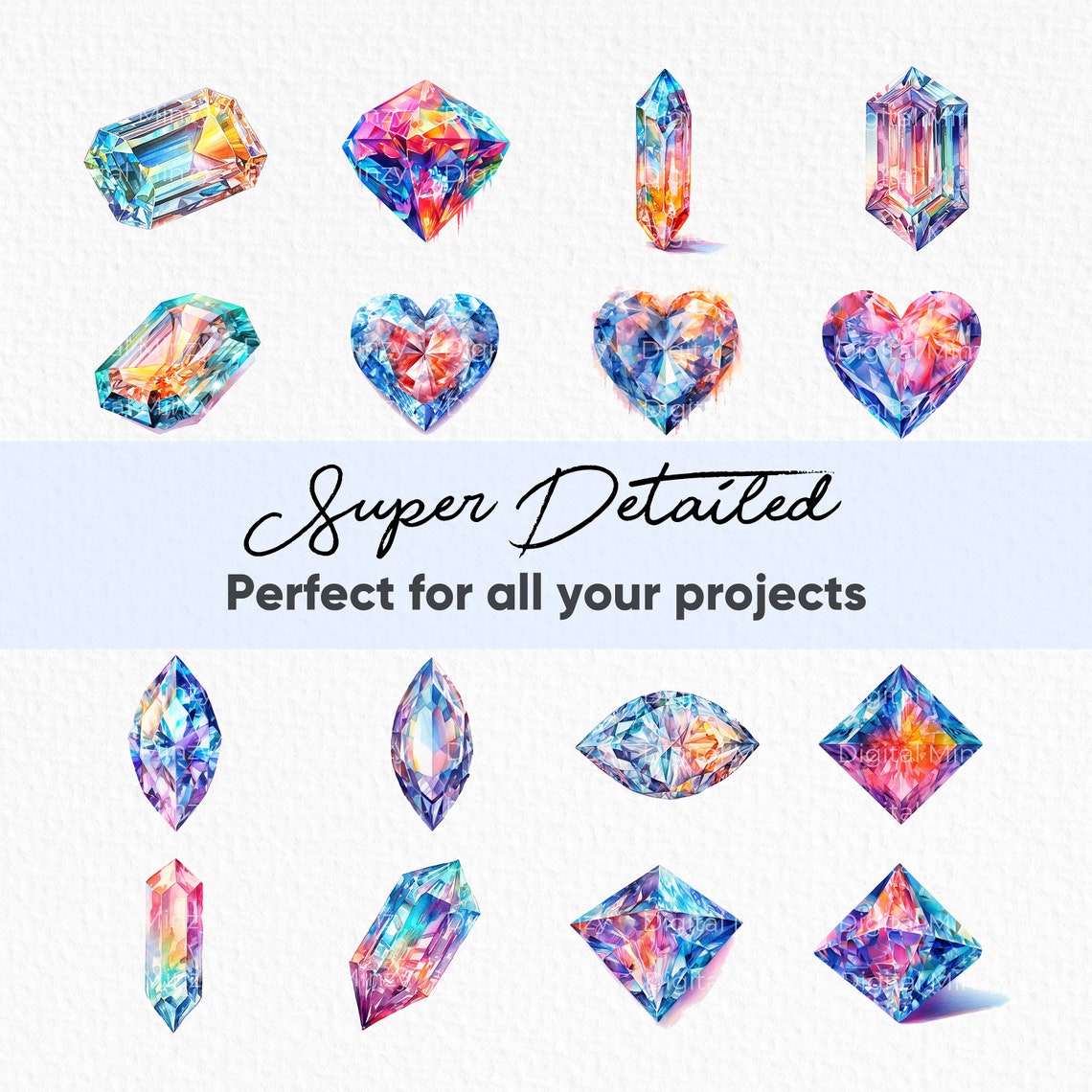 30 Watercolor Diamonds Clipart Hand Drawn Watercolor - Etsy