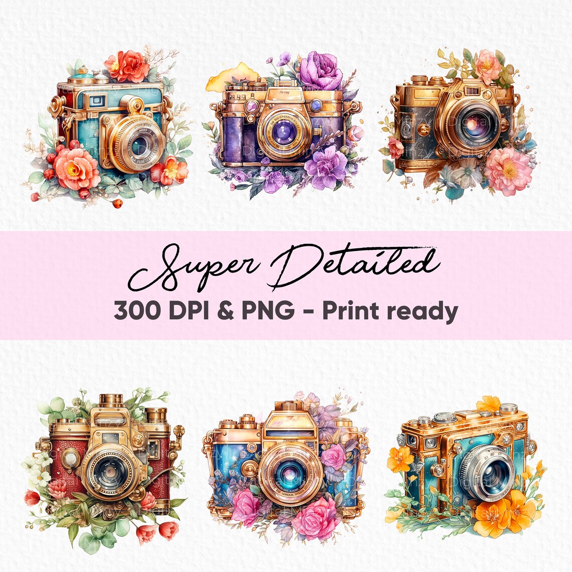 25 Watercolor Vintage Cameras, Watercolor Camera PNG, Vintage Camera ...
