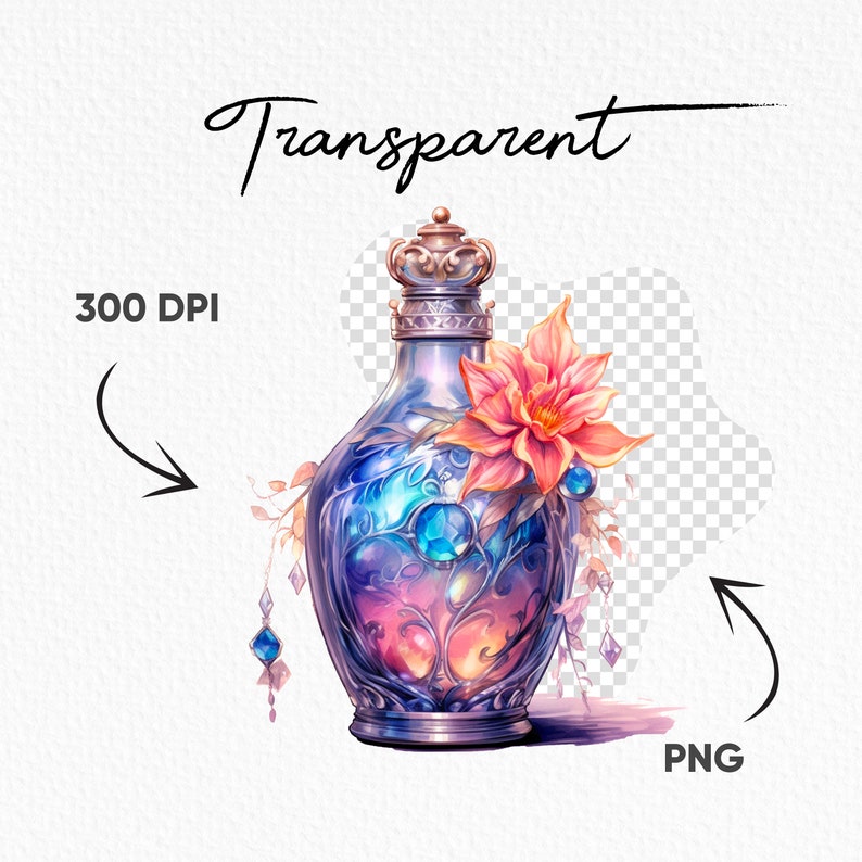 25 Luxury Fairy Potions Clipart, Watercolor Potions, Fantasy Magic ...