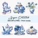35 Delft Blue Cottage Clipart, Watercolor Farmhouse Clip Art Bundle ...
