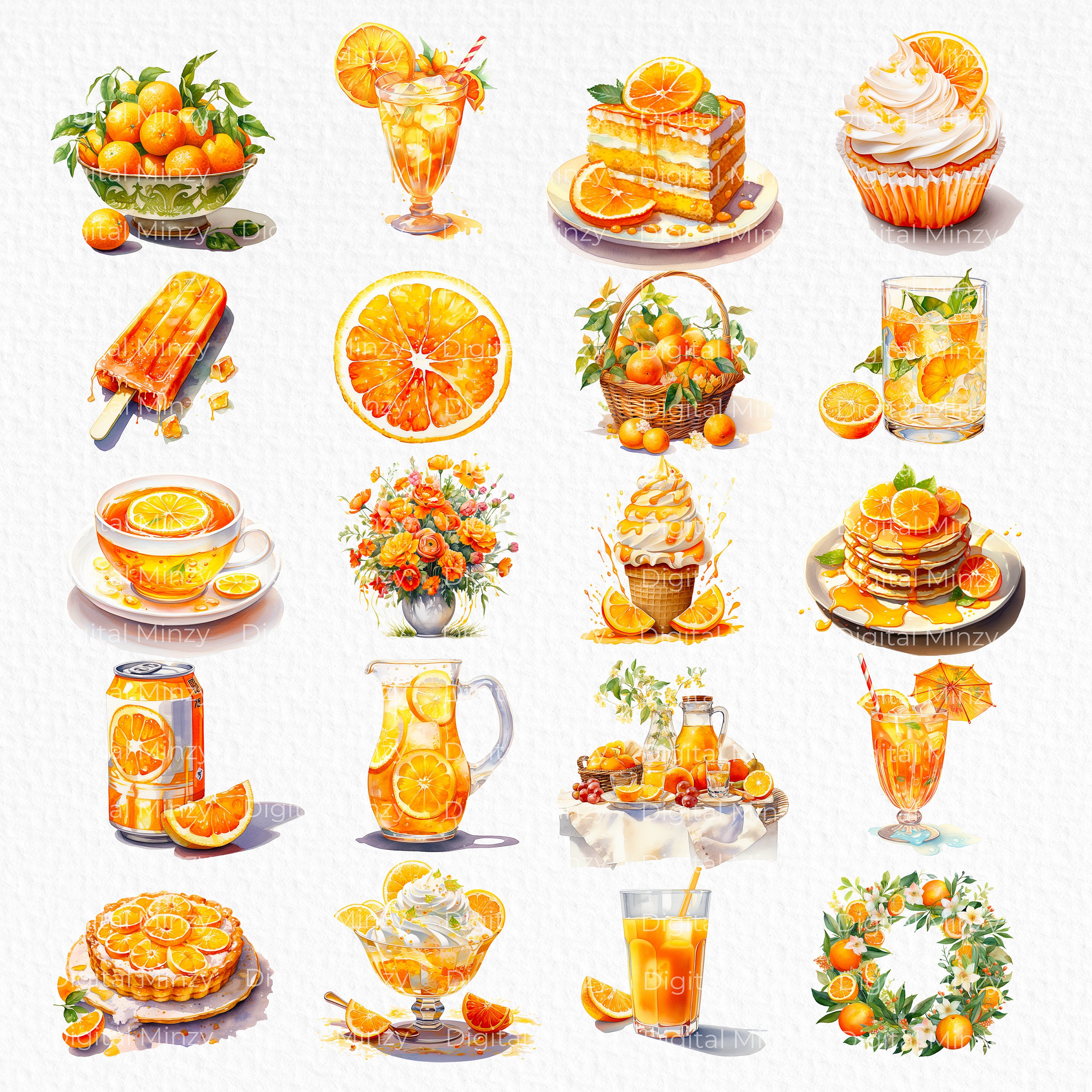 Watercolor Oranges Clipart Digital Png Citrus Graphics for - Etsy
