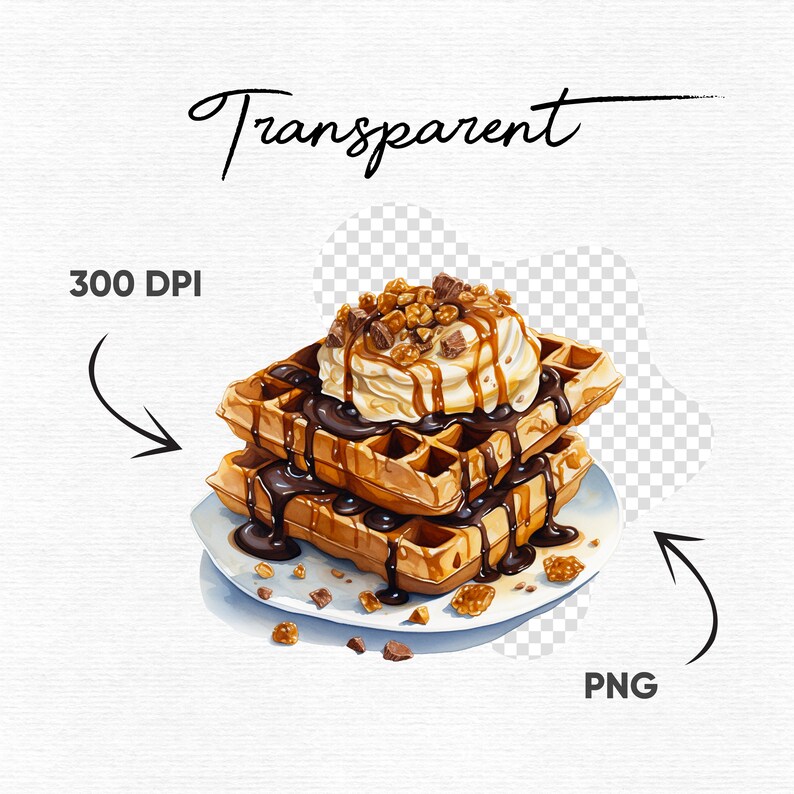 25 Watercolor Waffles Clipart, Dessert Png, Food Clipart, Waffles ...