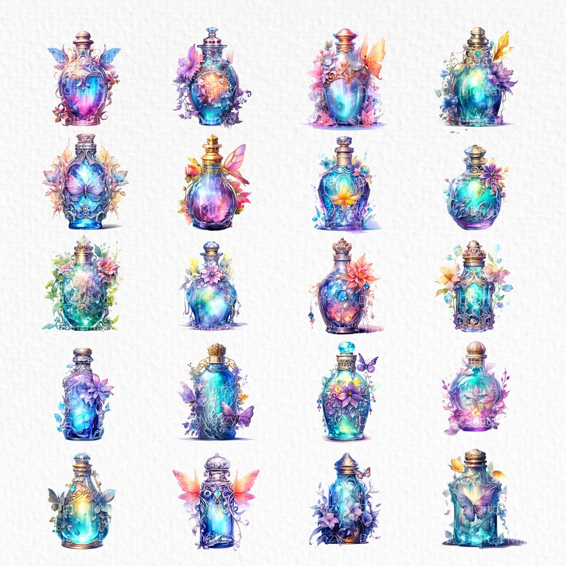 25 Luxury Fairy Potions Clipart, Watercolor Potions, Fantasy Magic ...