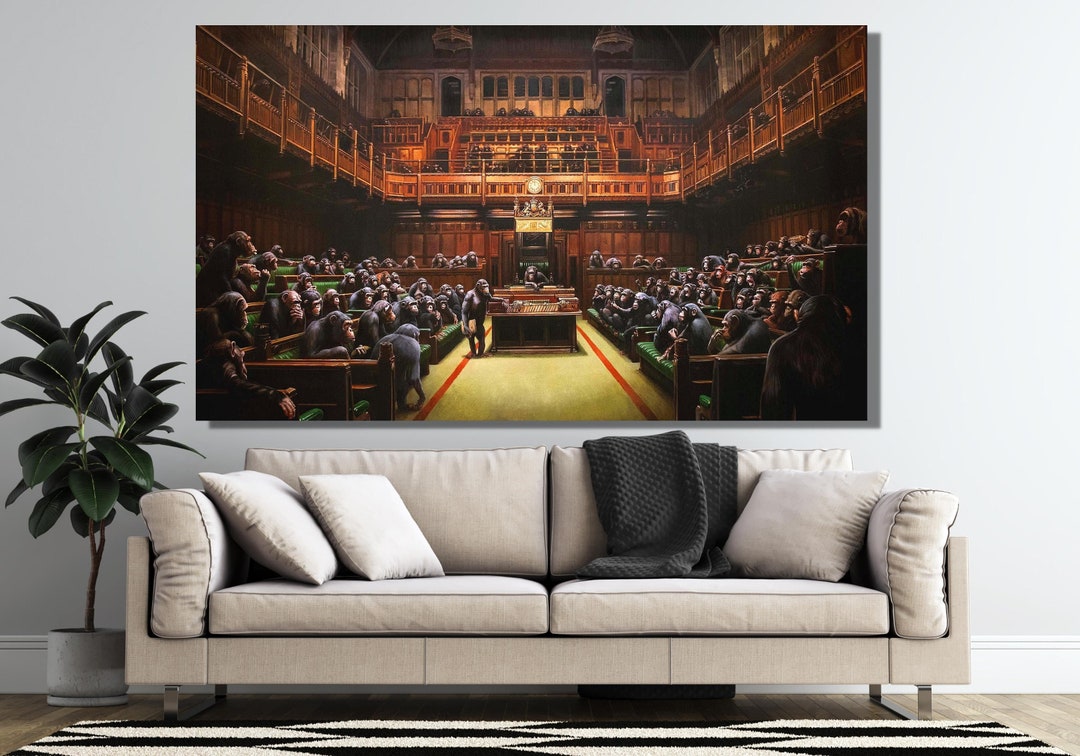 Court of Monkeys Canvas Banksy, Graffiti Wall Art Canvas, Graffiti Wall ...