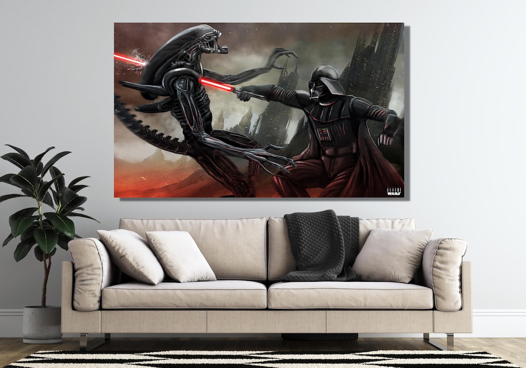 Darth Vader Vs Alien Poster, Star Wars Poster Print , Darth Vader ...