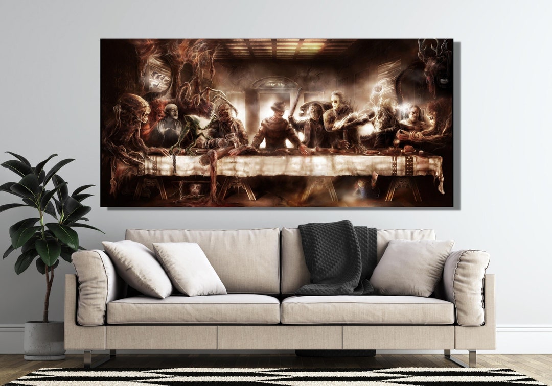 Monster Last Supper Print Canvas Wall Art Alien Predator Zombies Last ...