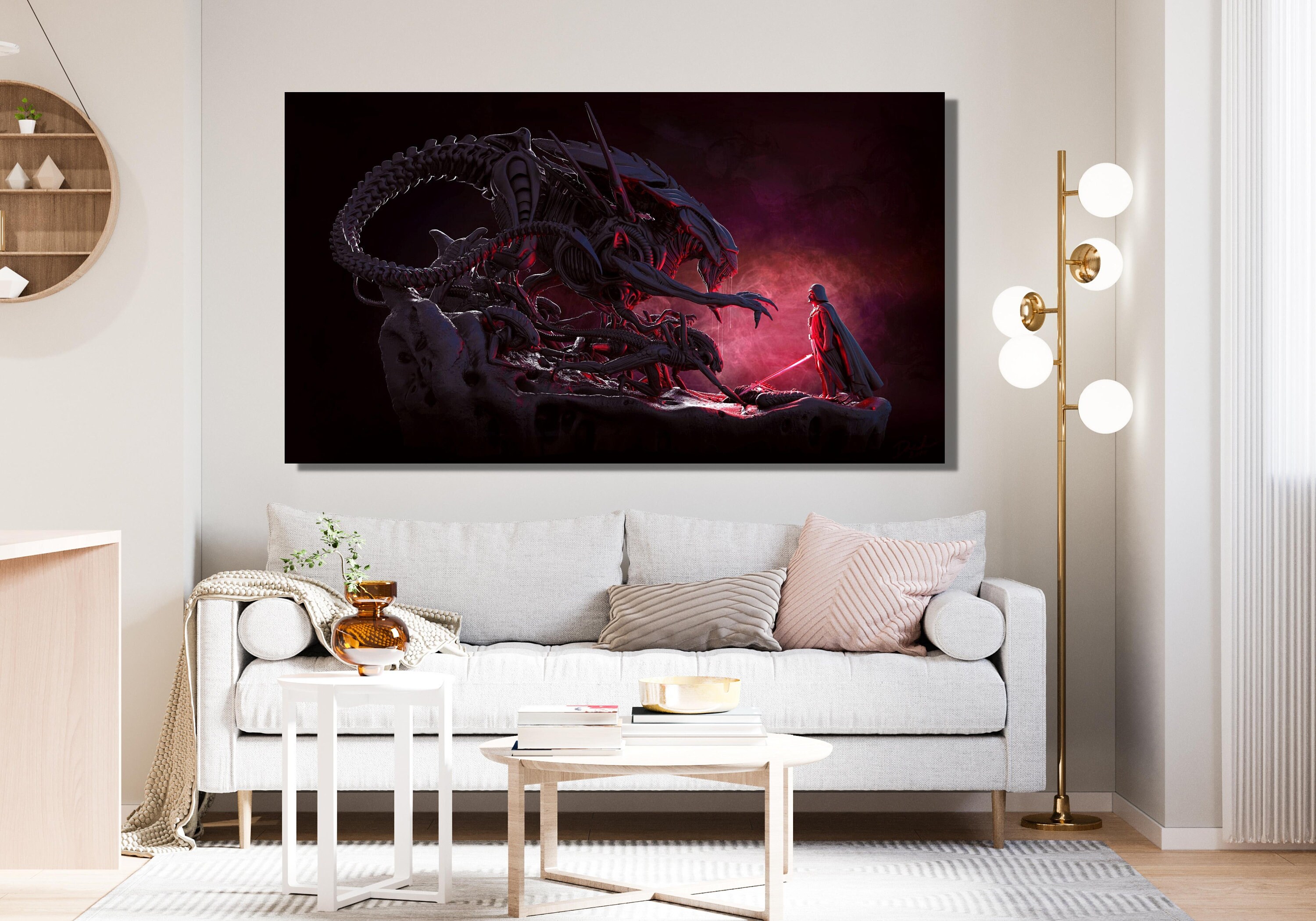 Darth Vader Vs Alien Canvas Print Star Wars Poster Darth Etsy