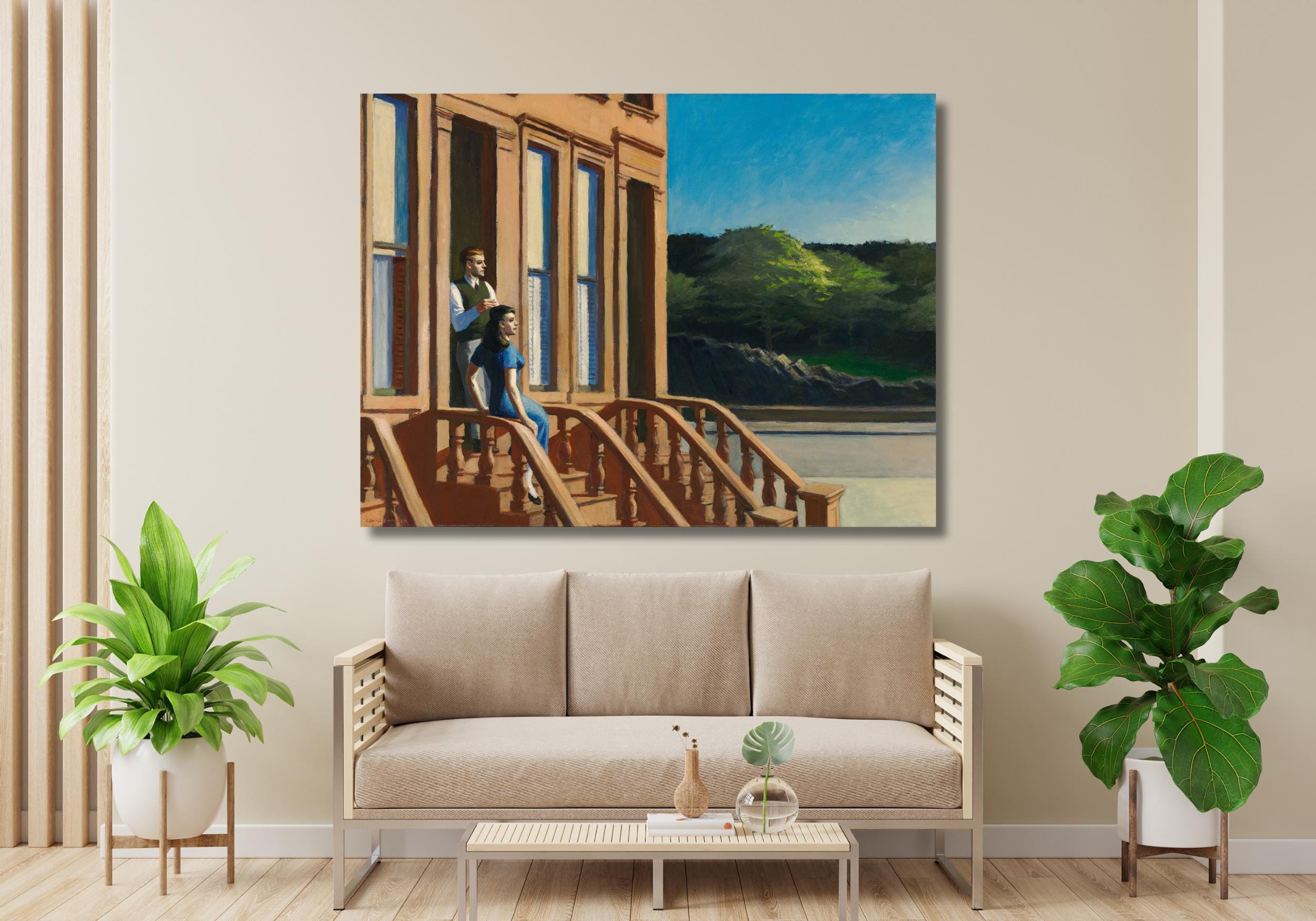 Edward Hooper Sunlight on Brownstones Oil Painting Print, Edward Hopper ...