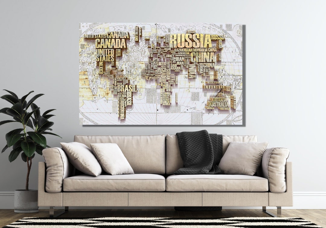 The Art of Writing World Map Canvas Art, the Art of Letters World Map ...
