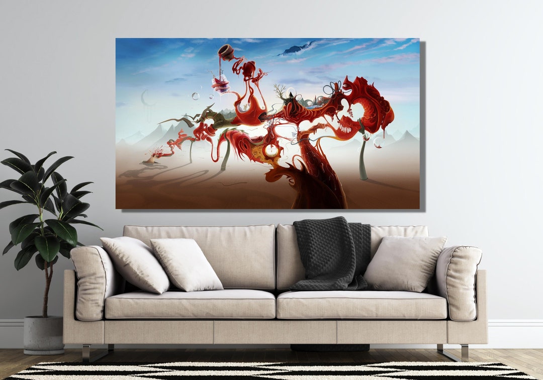 Salvador Dali Red Monster Painting Poster Art, Surrealist Monster Print ...