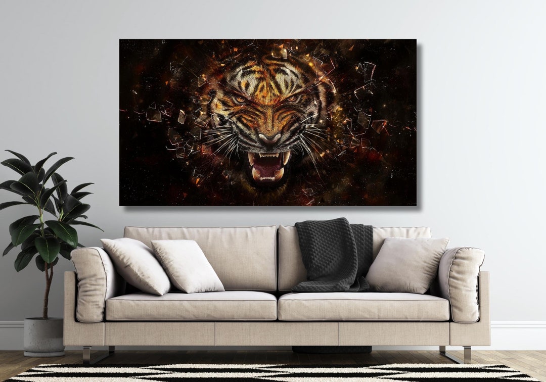 Angry Tiger Face Painting Wall Art, Tiger Photo Print, Angry Tiger ...