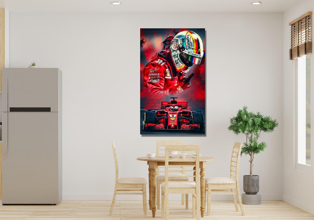 Sebastian Vettel Print, Sebastian Vettel Poster , Vettel Racing Wall ...