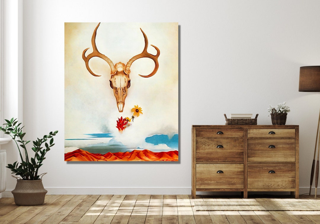 Georgia O'keeffe Skull Flowers Oil Painting Prints, Georgia O'keeffe ...