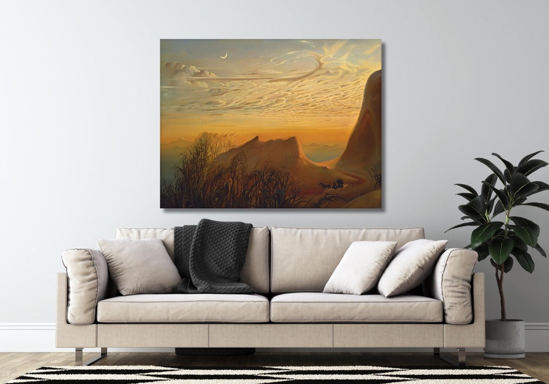 Vladimir Kush the Mountain With a Human Face Painting, Surreal Painting ...