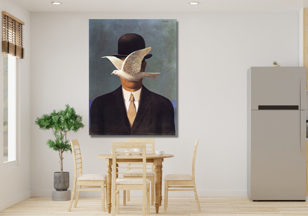 René Magritte Man in a Bowler Hat Painting Poster Wall Art, Rene ...