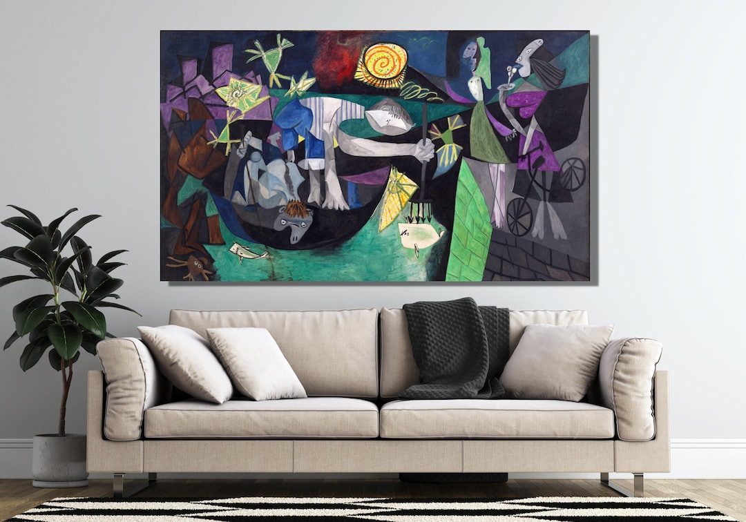 Pablo Picasso Night Fishing at Antibes Oil Painting Prints, Pablo ...