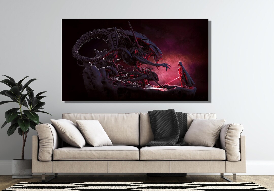 Darth Vader Vs Alien Canvas Print Star Wars Poster Darth Vader Poster Allien Poster Print
