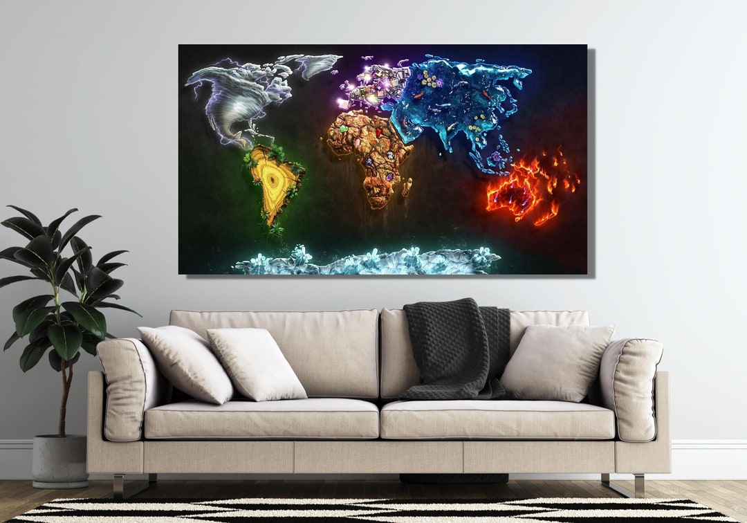 Classic World Map Poster, World Map Wall Art Decor, World Map Poster 7 ...