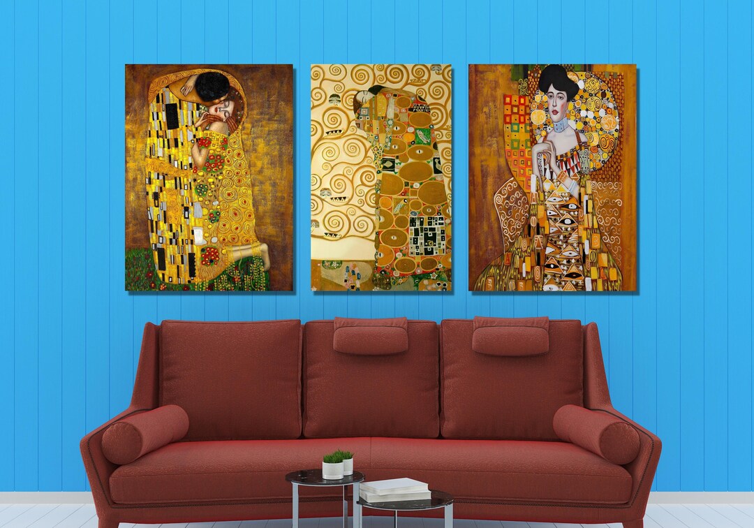 Set of 3 Gustav Klimpt Painting Poster Print, Gustav Klimpt Canvas ...